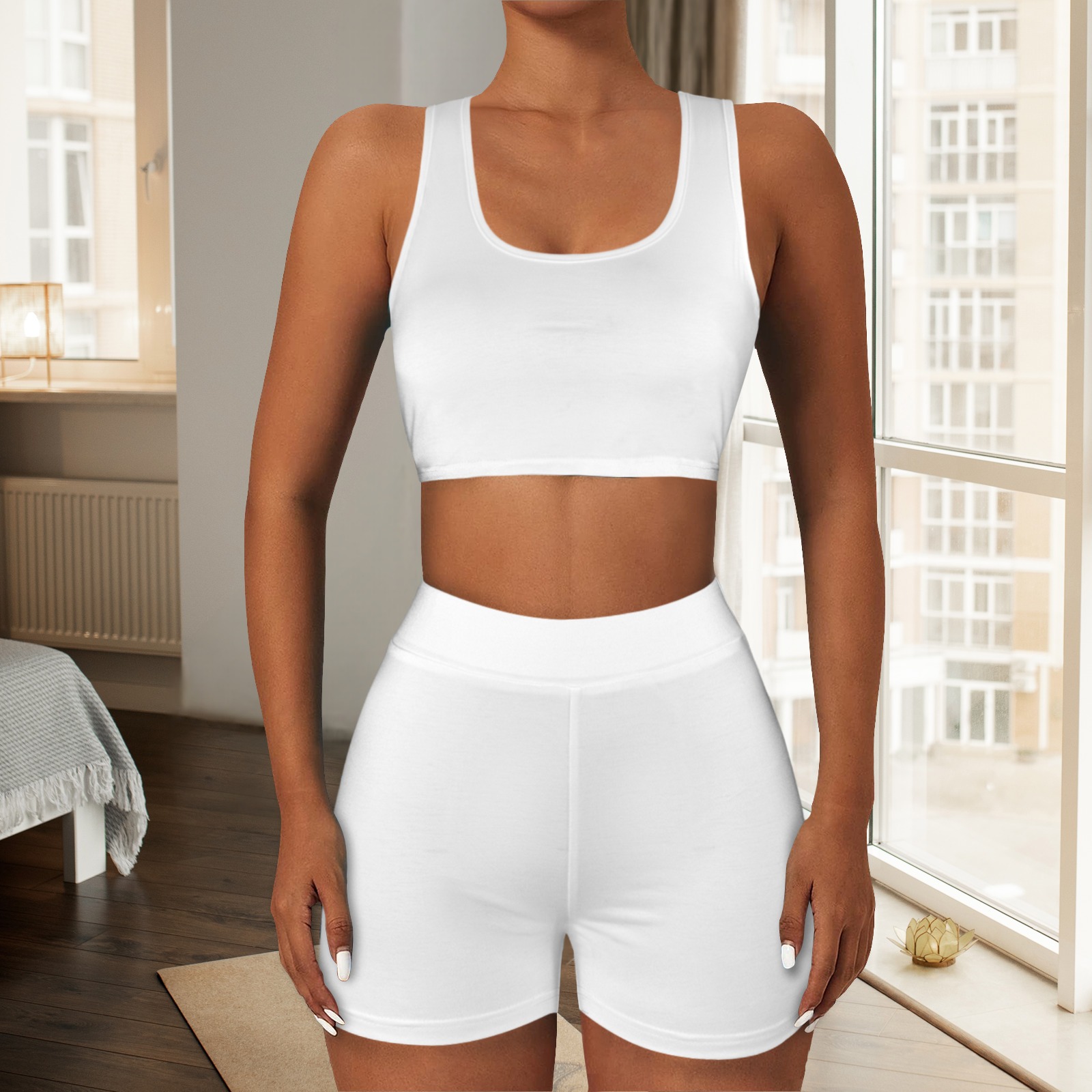 BlueDoba-Custom Wholesale Square Neck Tank Top & Shorts Set-Print on Demand